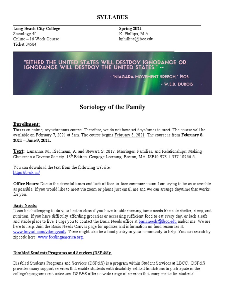 Sociology of The Family: Syllabus | PDF