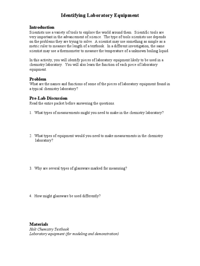 Identifying Chemistry Lab Equipment | PDF | Laboratories | Chemistry