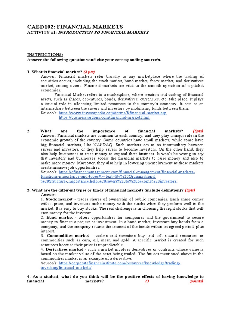 Introduction To Financial Markets | PDF | Stocks | Investor
