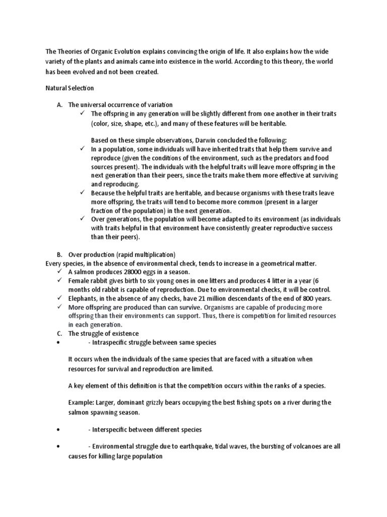 The Theories of Organic Evolution | PDF | Natural Selection | Evolution