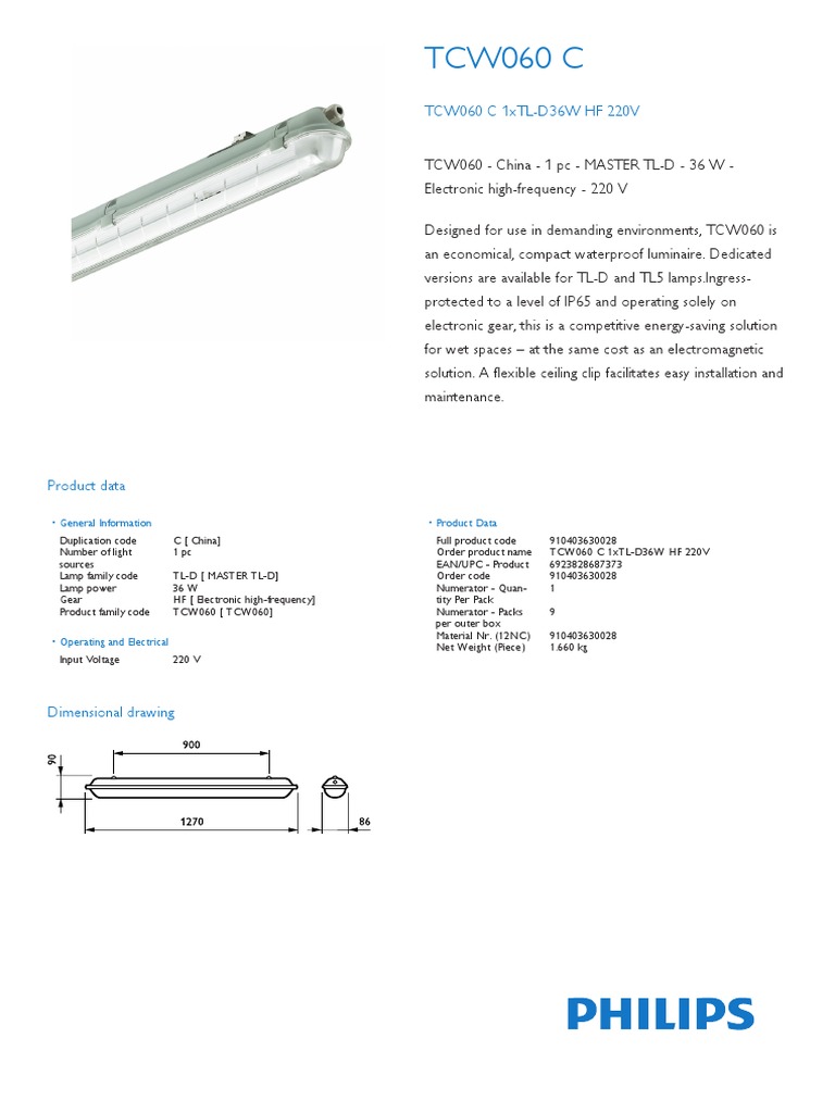Đèn V-Shape, Led Tube, Ip44 1x36W | PDF