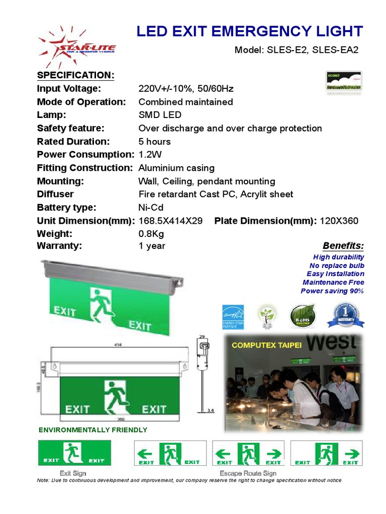 Exit Emrgency Light Sle-E2 | PDF
