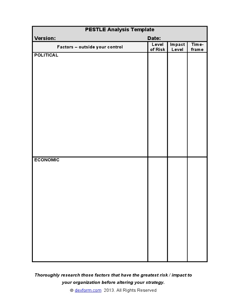 PESTLE Analysis Template Version: Date | PDF