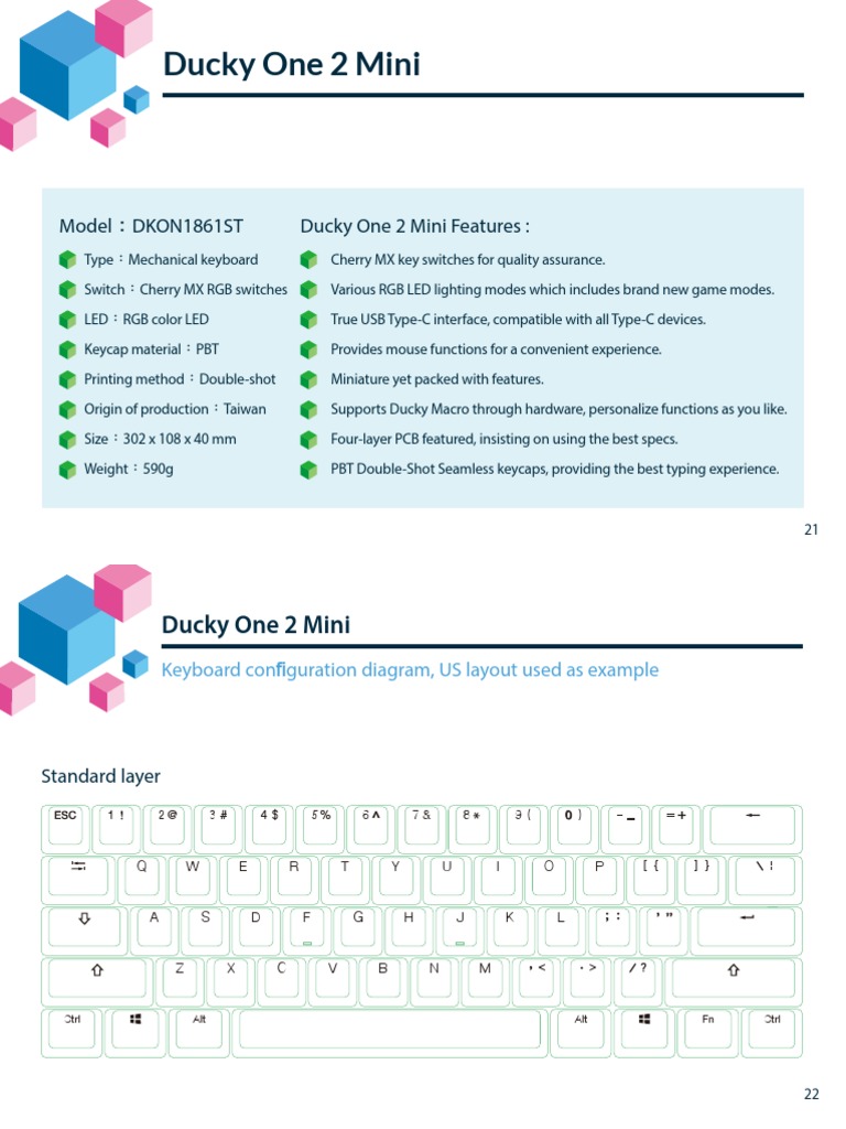 Model DKON1861ST Ducky One 2 Mini Features | PDF | Computer Keyboard ...