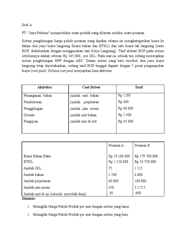 Latihan Soal Akuntansi Biaya | PDF