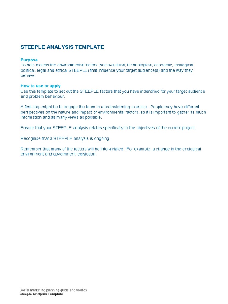 STEEPLE Analysis Template Guide | PDF | Business | Art