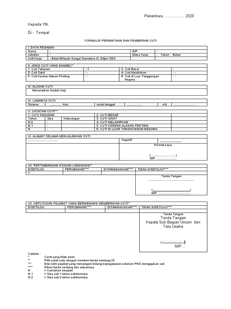Format Cuti PNS | PDF