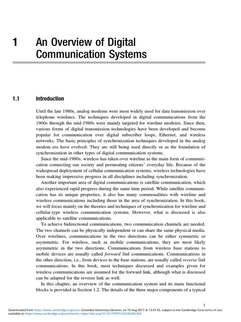 An Overview Of Digital Communication Systems Pdf Modulation Data Transmission