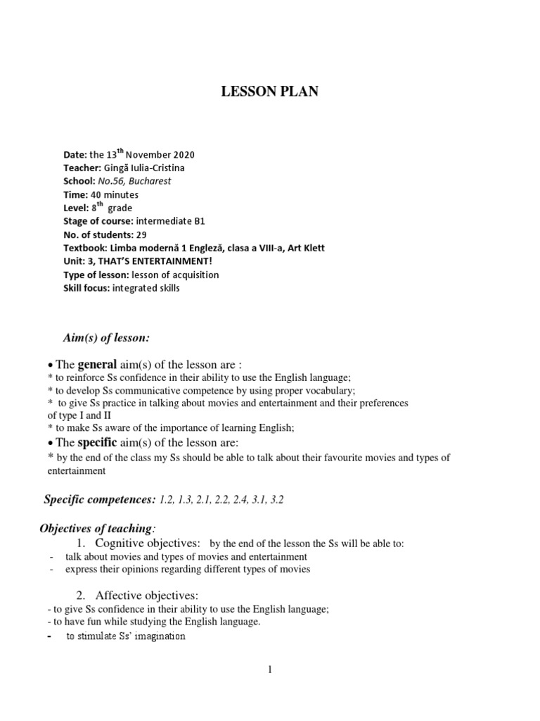 Lesson Plan 8th Grade | PDF | Reading Comprehension | Lesson Plan