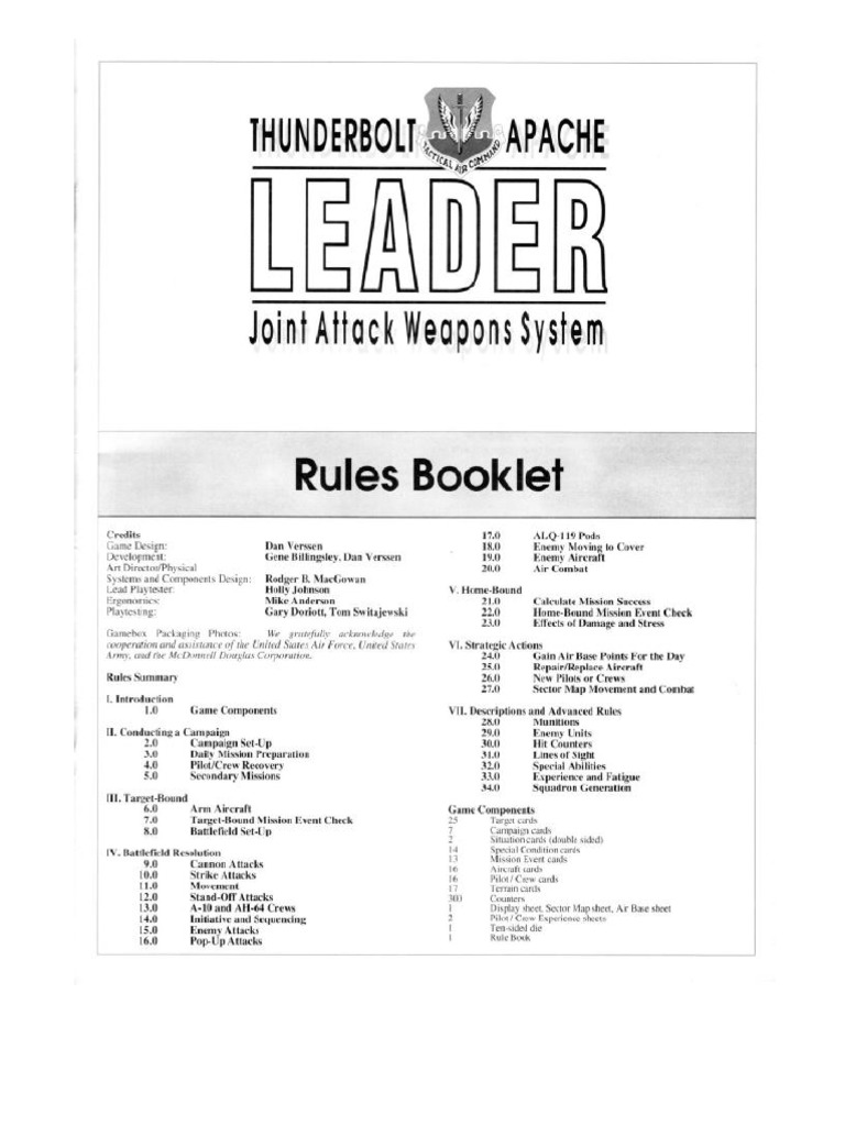 Thunderbolt Apache Leader Rules Booklet | PDF
