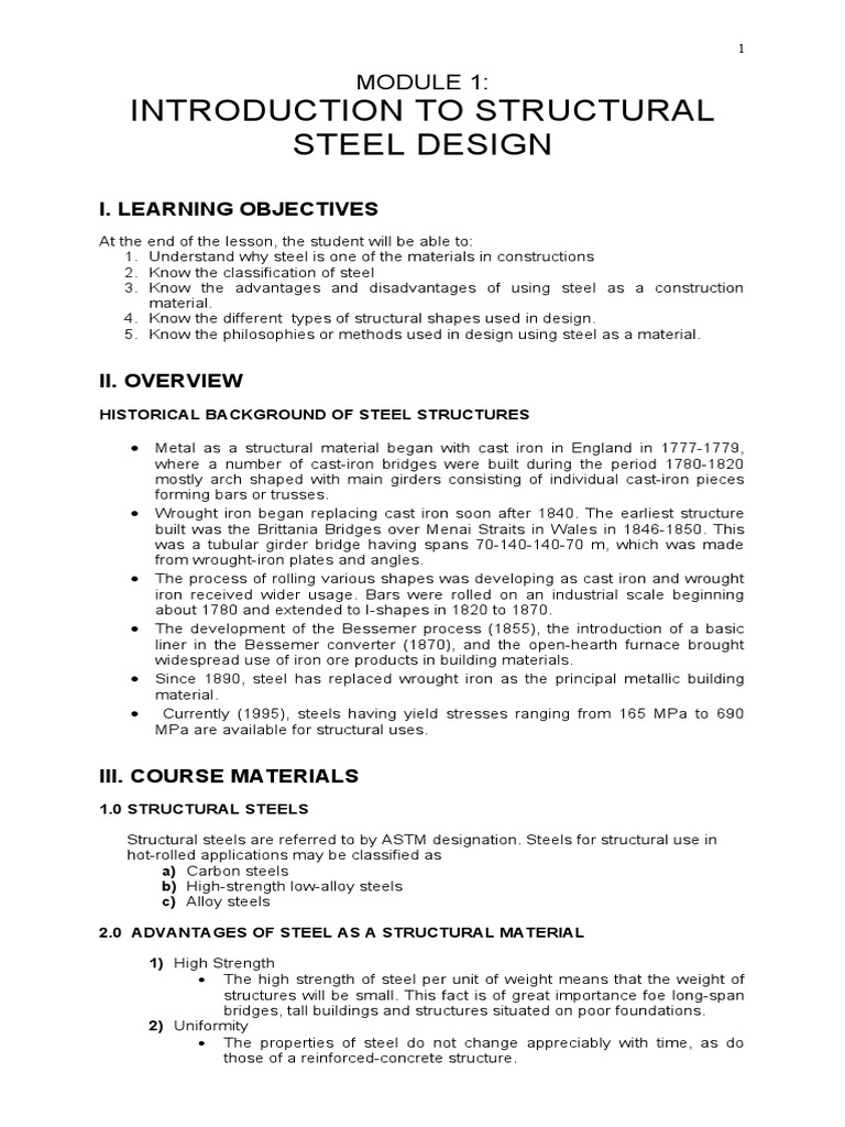 MODULE 1 - Intro To Structural Steel Design | PDF | Strength Of ...