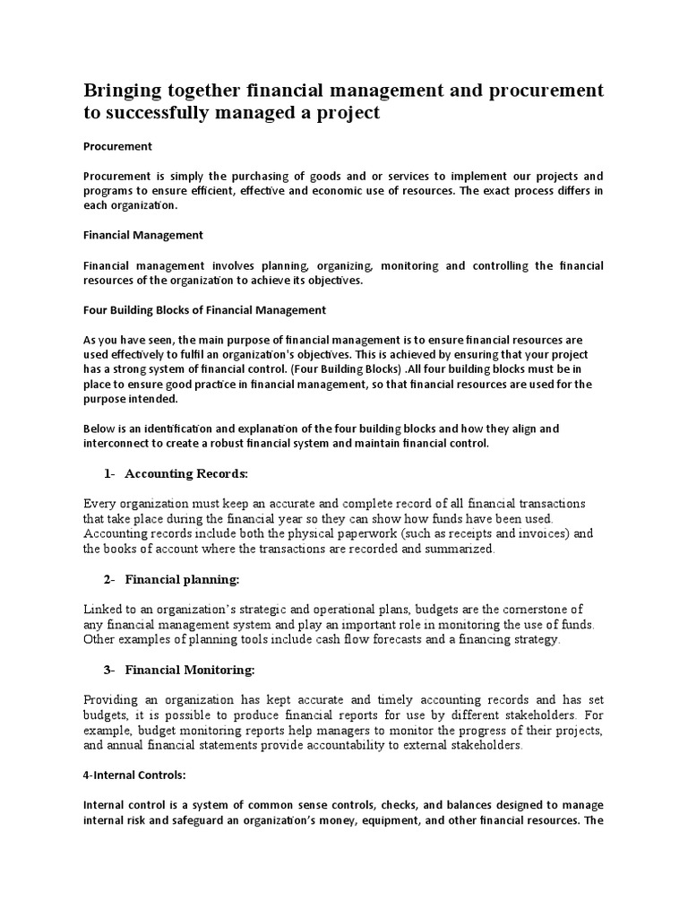 The 3Ps of Procurement and How Procurement Fits Into Financial Management | Download Free PDF ...