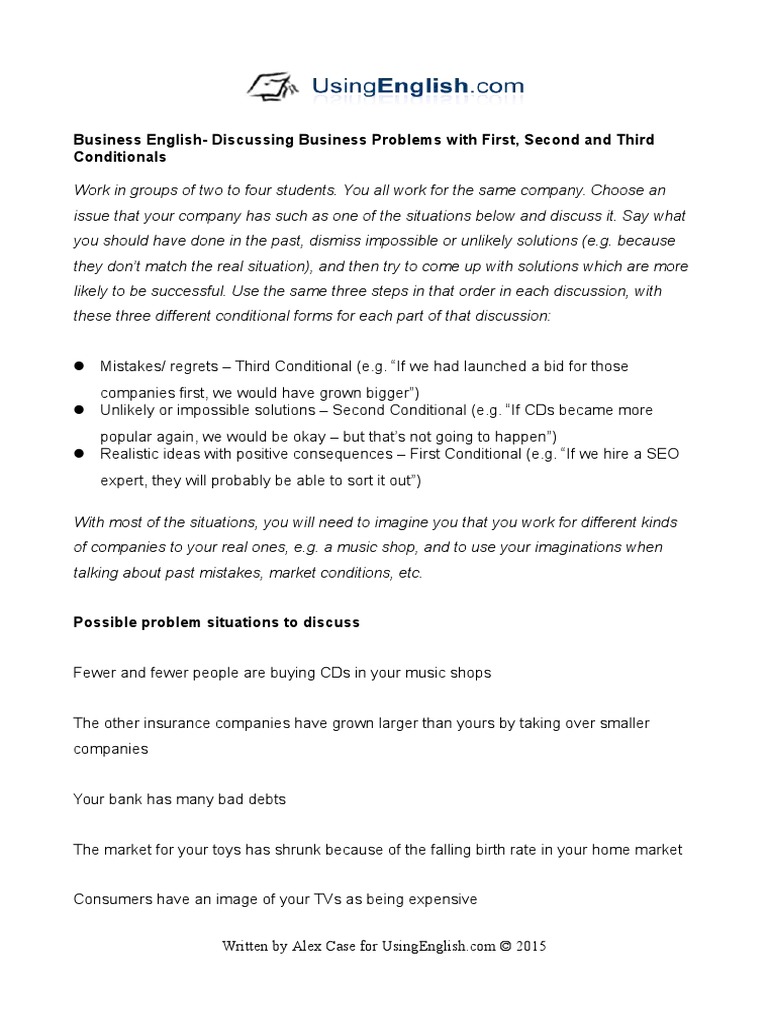 Business English Discussing Business Problems With Conditionals | PDF