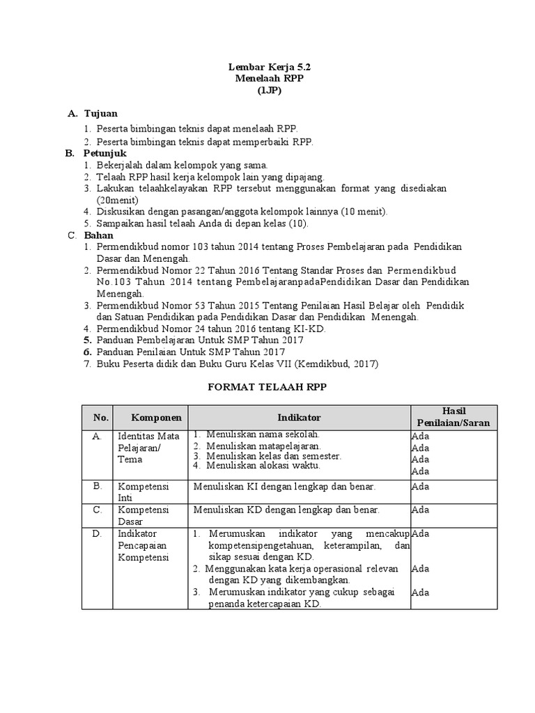 LK 2.3a Telaah RPP | PDF