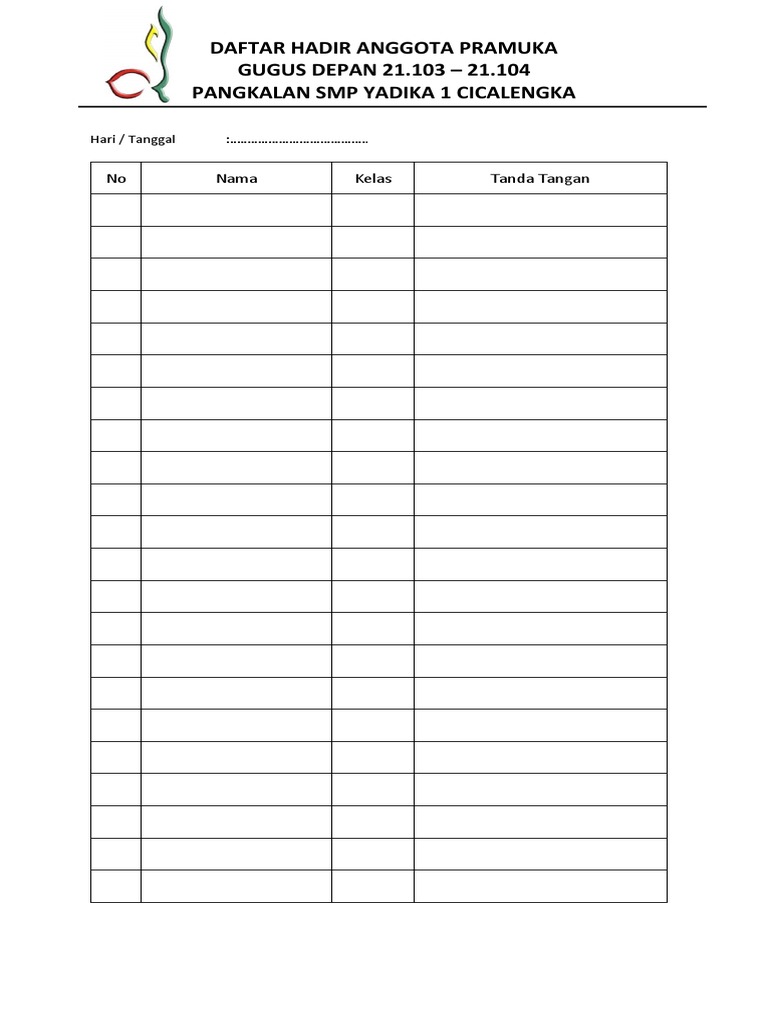 Daftar Hadir Anggota Pramuka | PDF