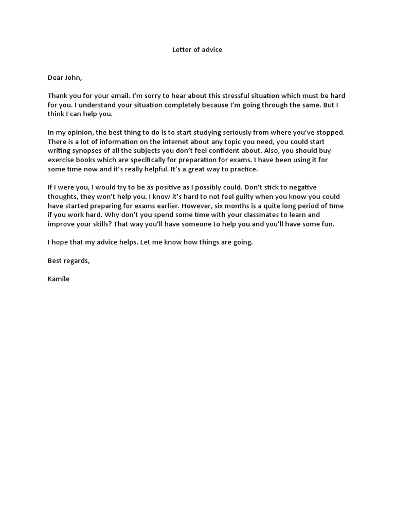 Letter of Advice | PDF