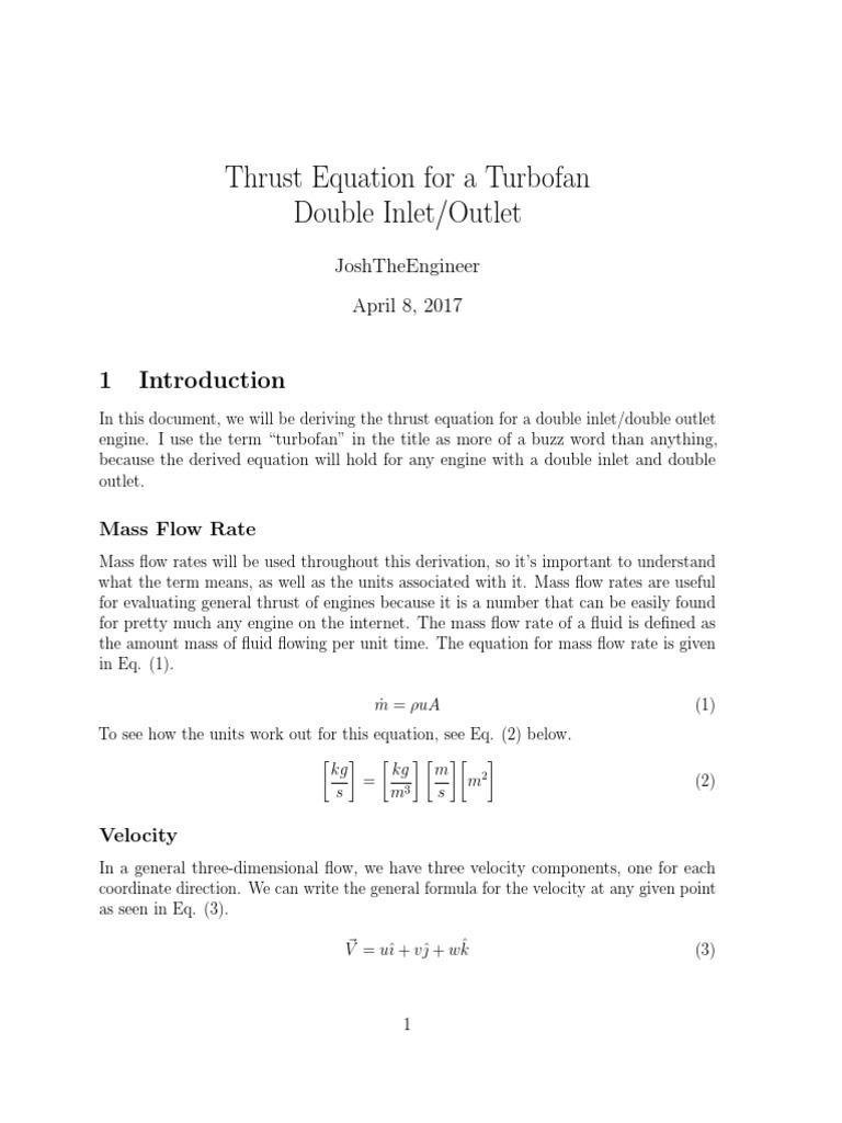 Thrust Equation For A Turbofan Double Inlet/Outlet: Joshtheengineer ...