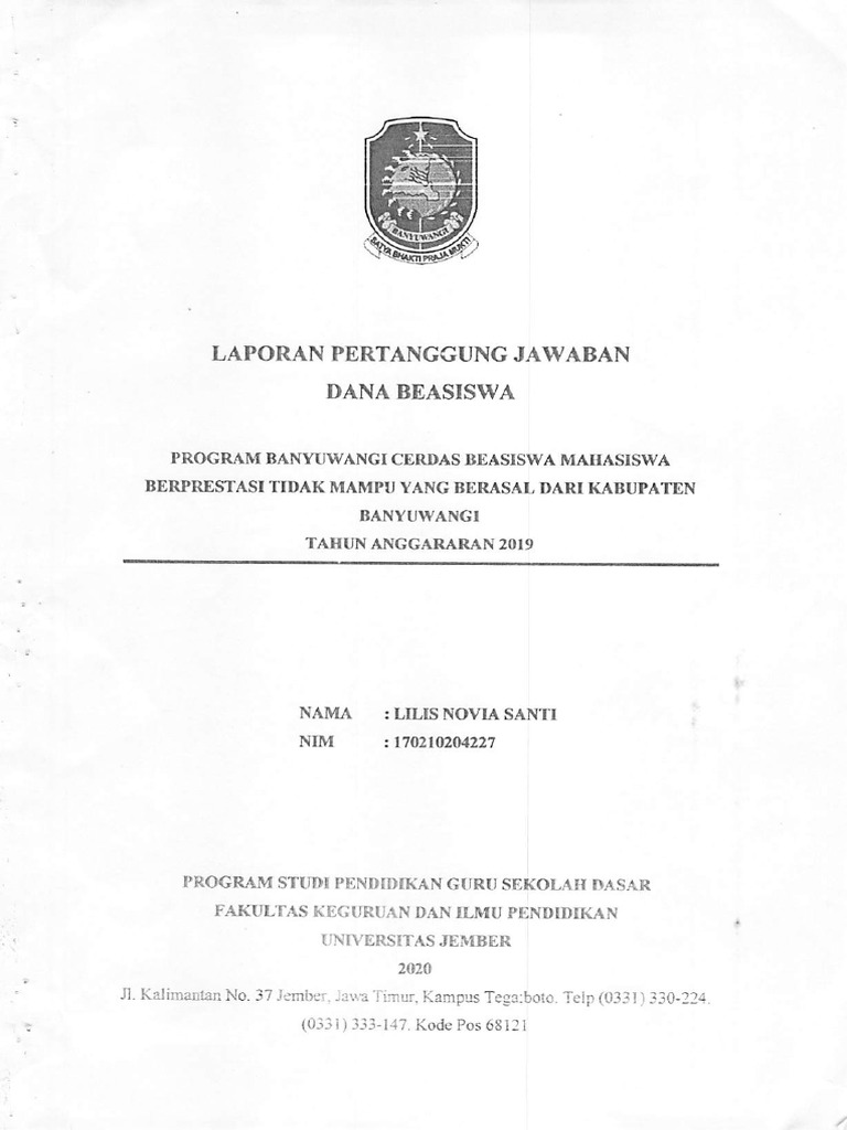 Contoh SPJ Beasiswa Mahasiswa | PDF