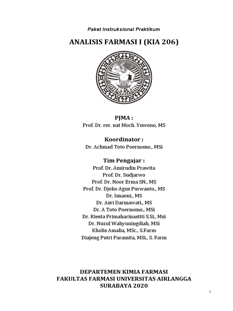 Modul Praktikum Analisis Farmasi I | PDF | Kesehatan Holistik