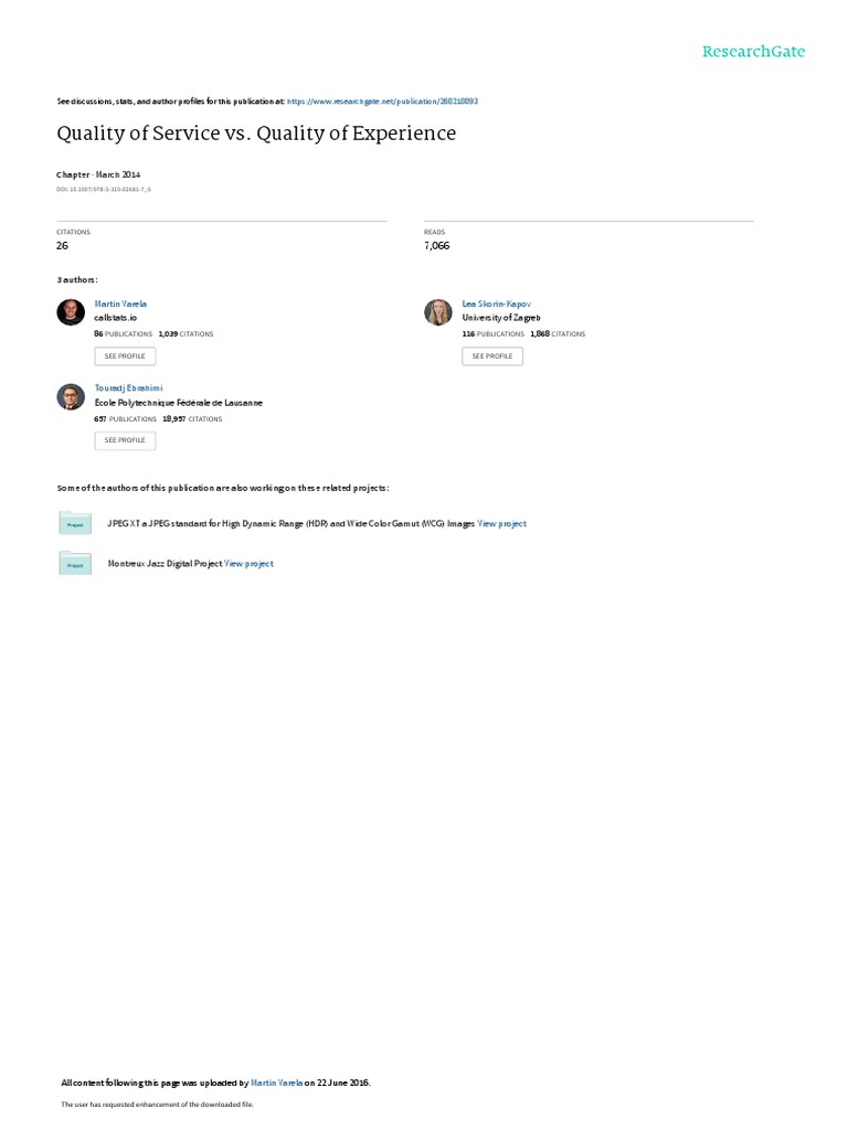 Quality of Service Vs Quality of Experience | PDF | Quality Of Service ...