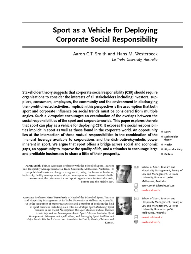 Sport As A Vehicle For Deploying Corporate Social Responsibility | PDF ...