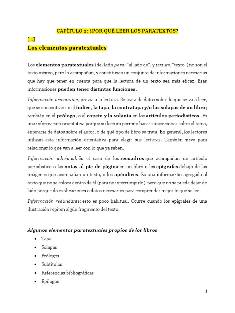 Importancia de los Paratextos en la Lectura | PDF | Bibliografía | Libros