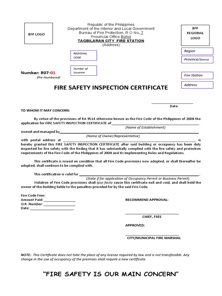 Fire Safety Inspection Certificate Final | PDF | Fire Safety | Common Law