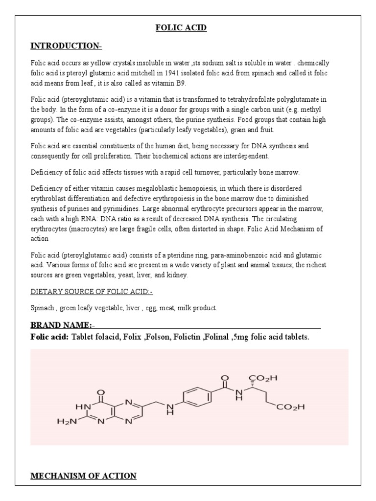 Folic Acid | PDF | Medical Specialties | Clinical Medicine