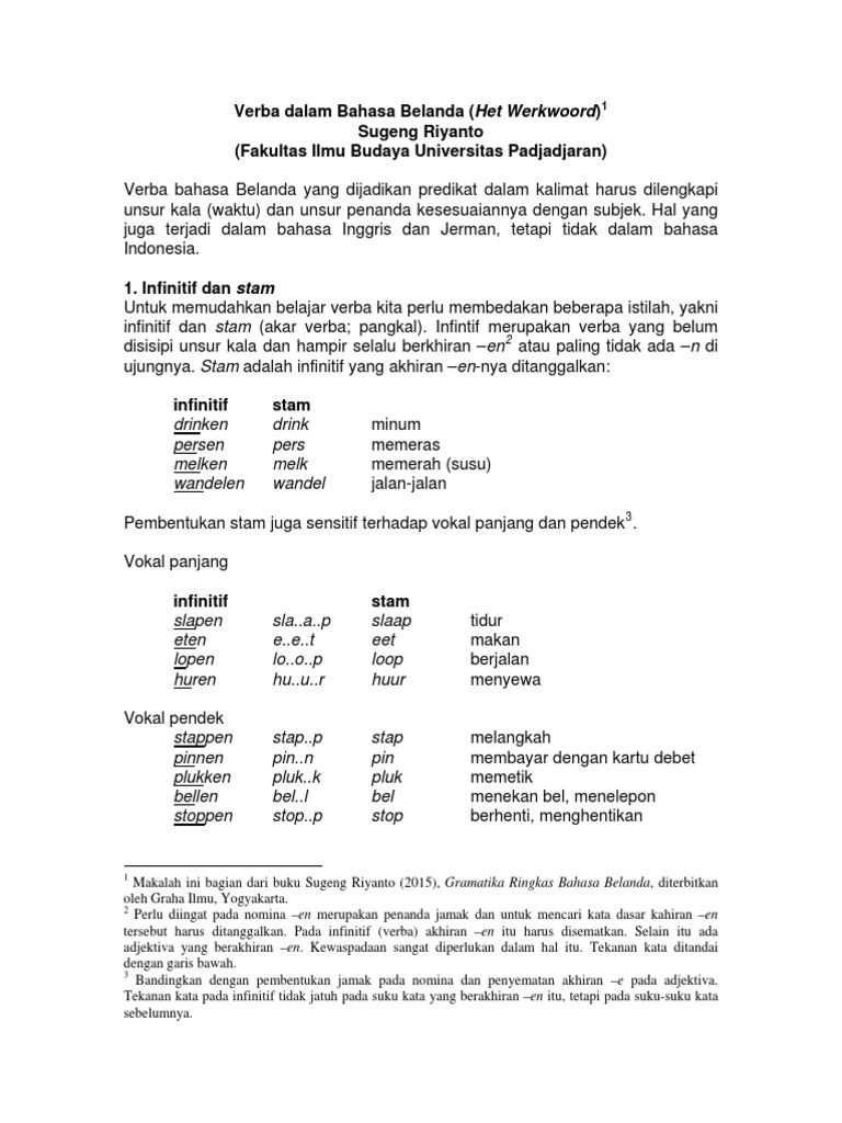 VERBA Dalam Bhs Belanda PDF | PDF