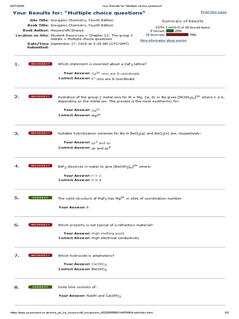 Chapter 12 - The Group 2 Metals ANSWER KEY | PDF | Calcium | Magnesium