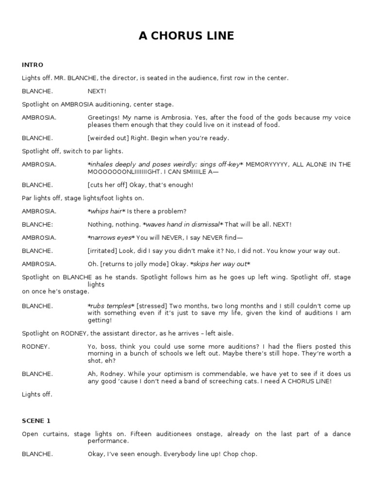 A Chorus Line Auditions | PDF | Audition | Leisure