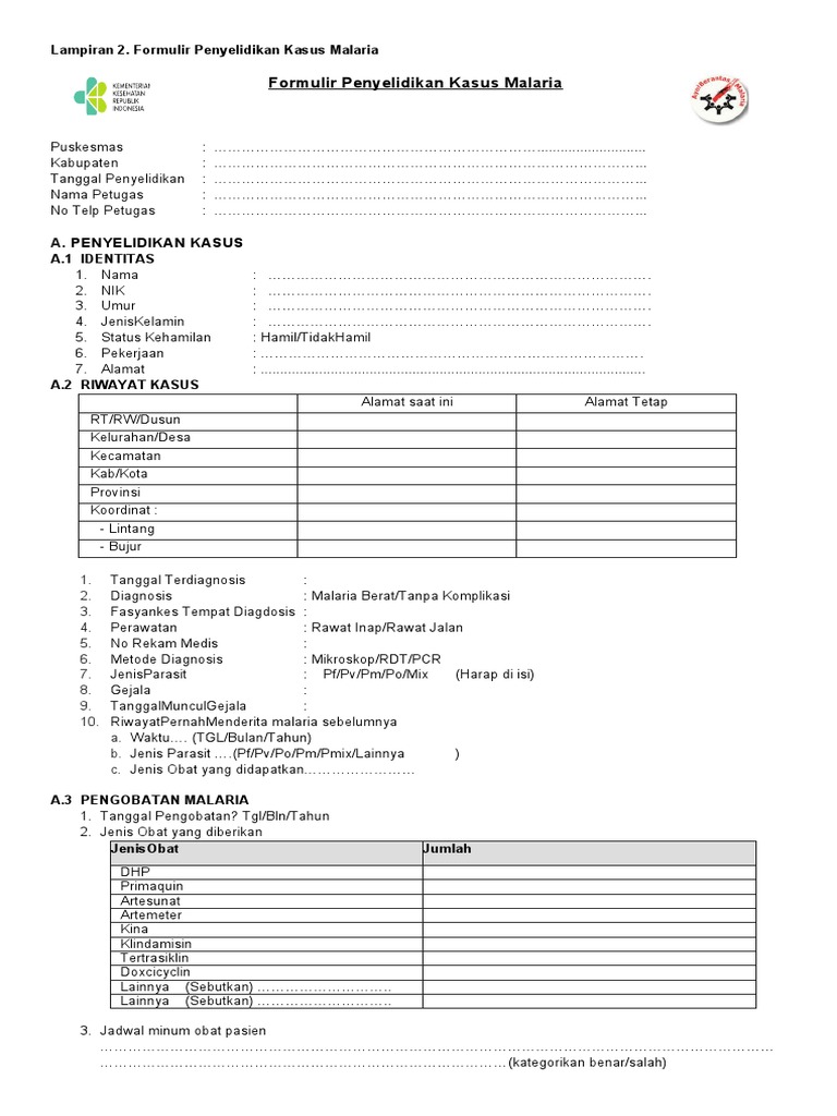 Form Pe Malaria | PDF | Kesehatan Holistik
