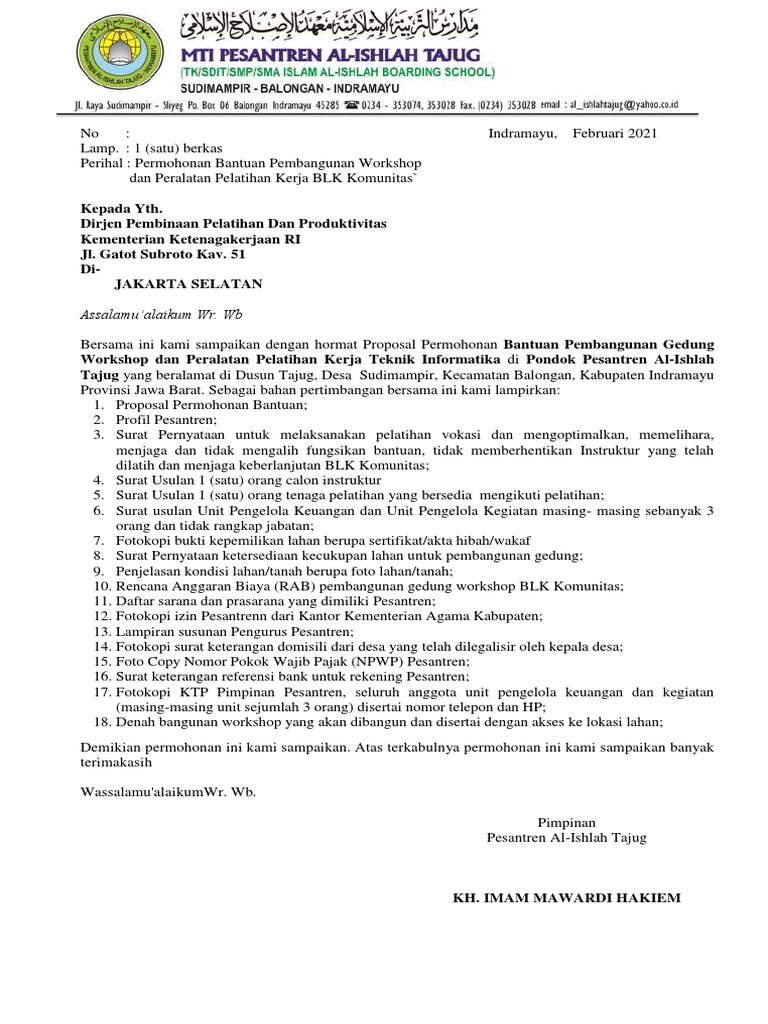 Surat Permohonan BLK | PDF