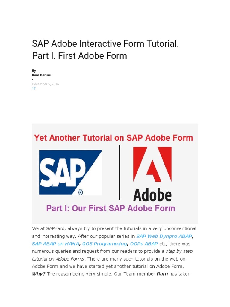 Sap Adobe Interactive Form Tutorial Part 1 Pdf Page Layout Interface Computing
