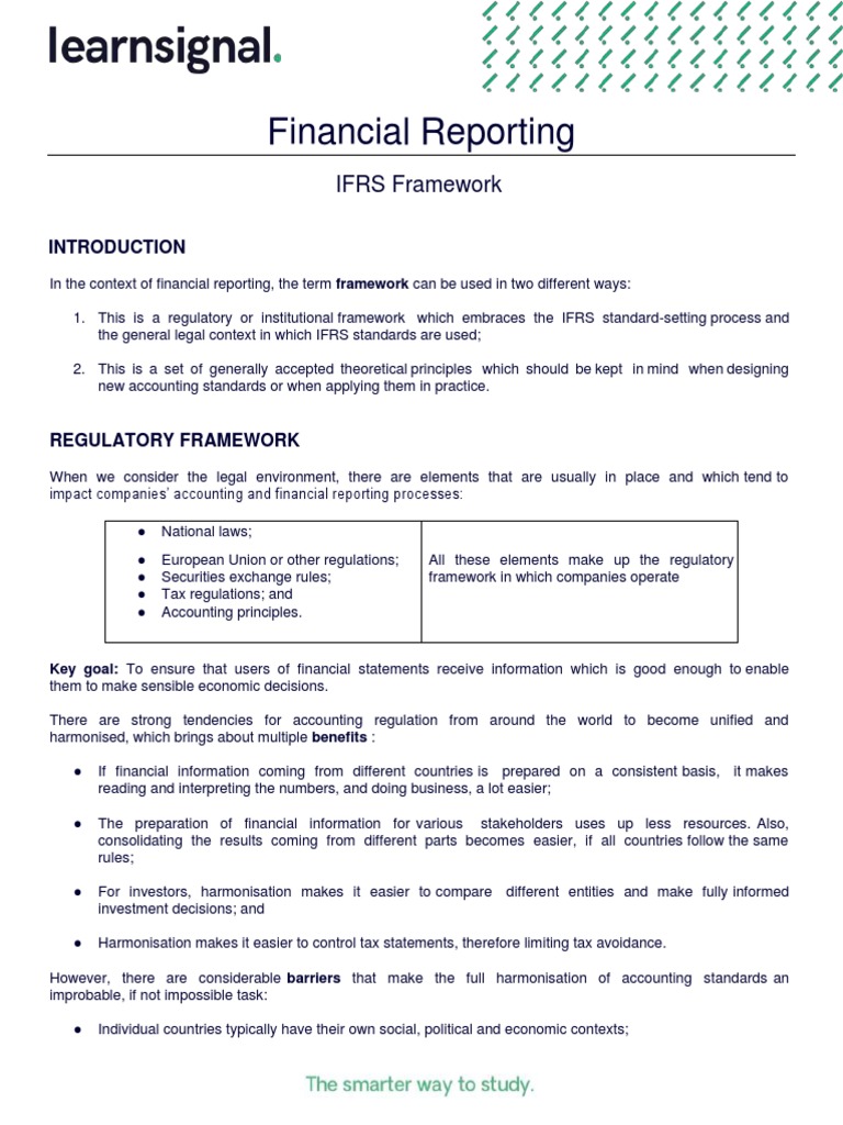 Financial Reporting: IFRS Framework | PDF | Fair Value | Historical Cost