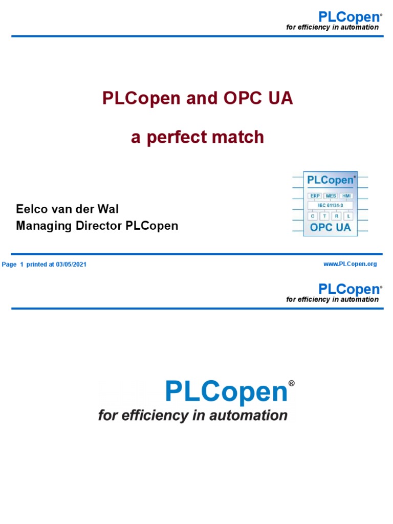 Plcopen and Opc Ua A Perfect Match | PDF | Software | Computer Science