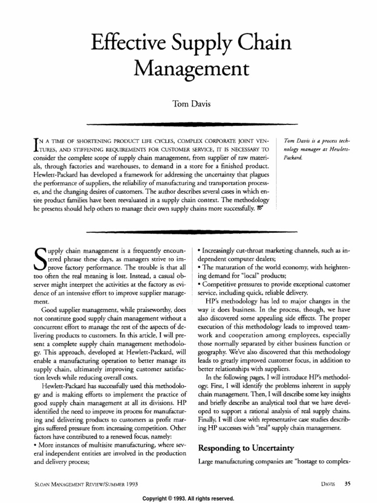 Effective Supply Chain Management | PDF