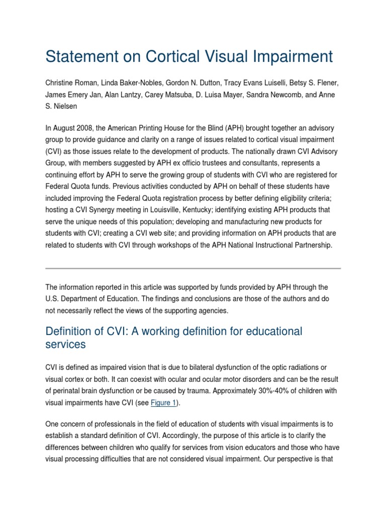 Understanding Cortical Visual Impairment | PDF | Individualized ...