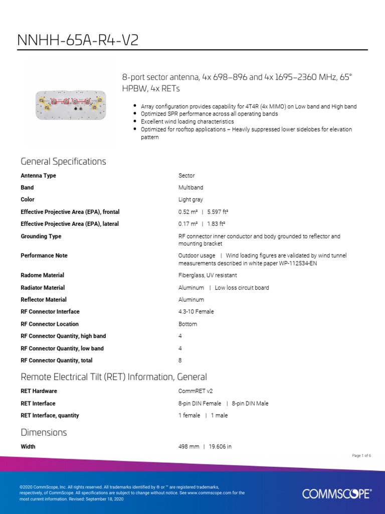 NNHH 65A R4 V2 Product Specification (Comprehensive) | PDF | Antenna ...