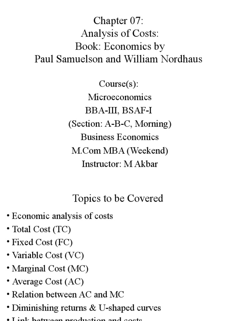 Analysis of Costs: Book: Economics by Paul Samuelson and William ...