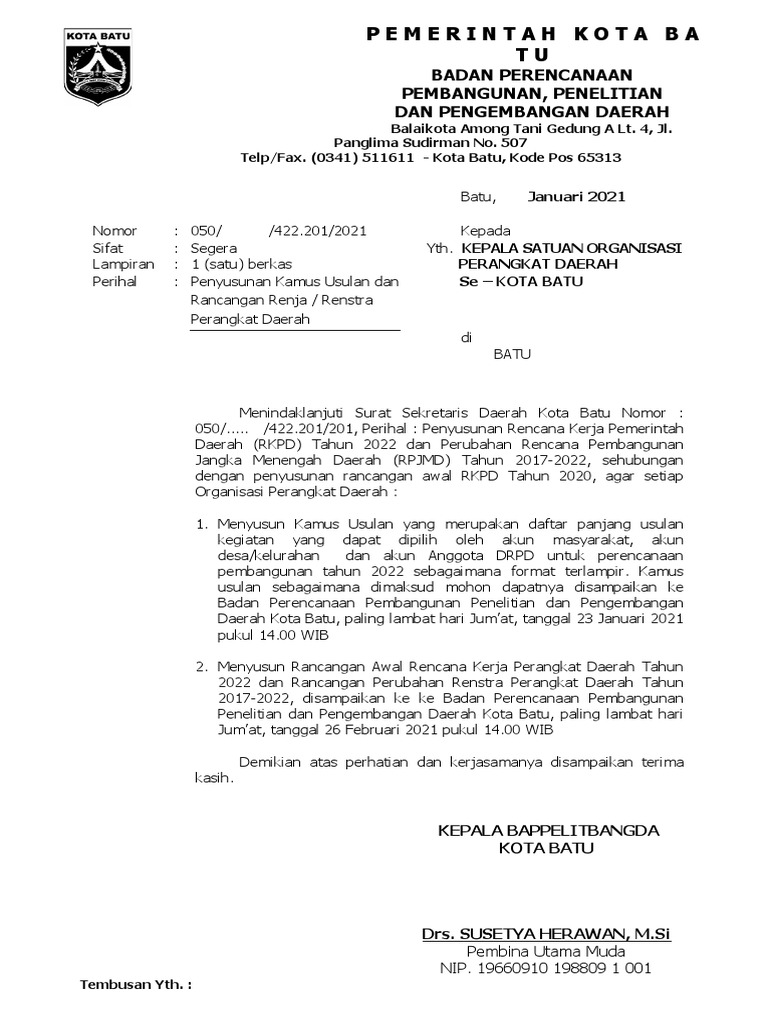 Penyusunan Renja/Renstra Batu | PDF