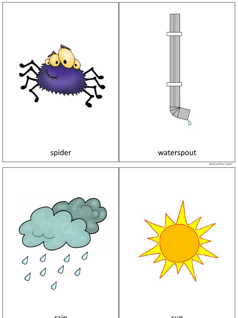 Flashcards Words Incy Wincy Spider Nursery Rhymes | PDF