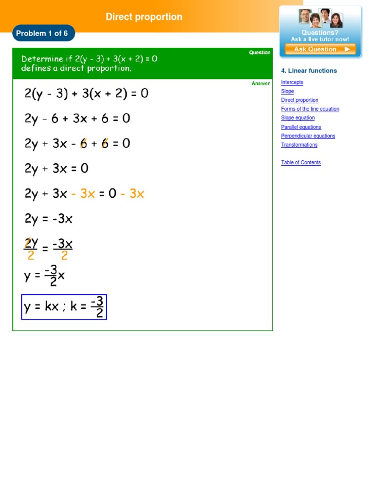 Direct Proportion | PDF | Slope | Equations