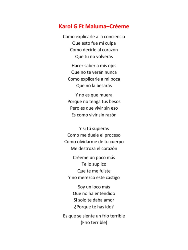 Karol G FT Maluma-Creeme | PDF
