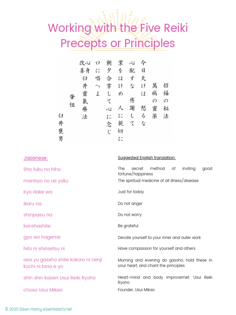 5 Reiki Precepts-Expanded | PDF | Anger | Human Nature