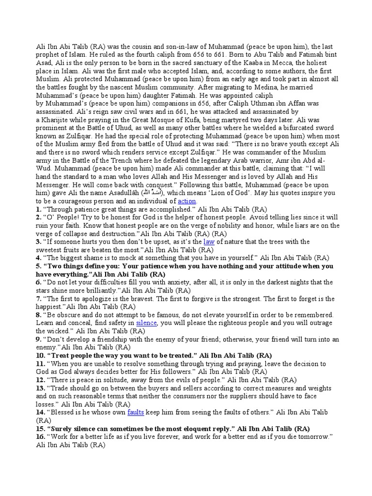 Ali Ibn Abi Talib | PDF | Muhammad | Abrahamic Religions