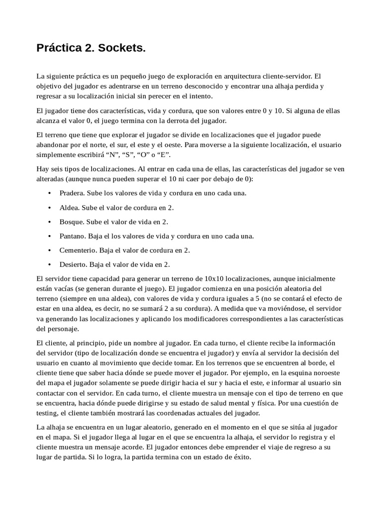 Práctica 3. Sockets | PDF | Cliente (Computación) | Servidor (Computación)