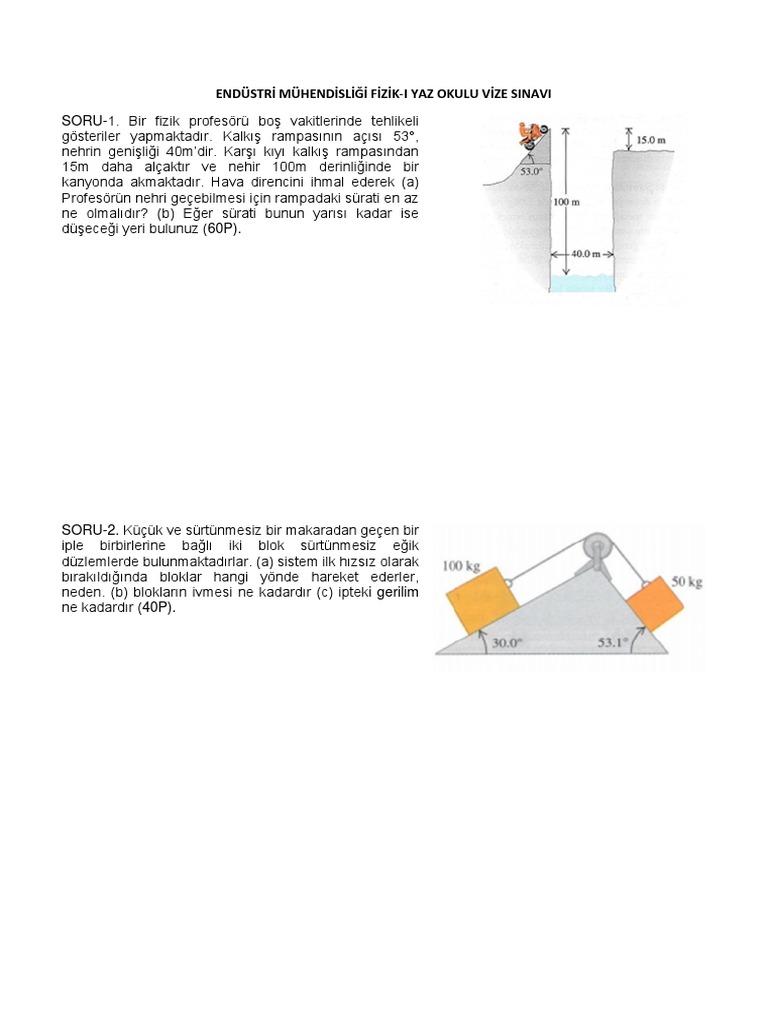 Fizik-1 Vize Sorular 1 | PDF
