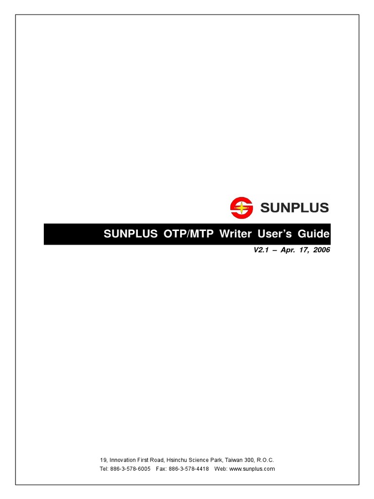 SUNPLUS OTP - MTP Writer User S Guide V2.1 Apr. 17, 2006 | PDF ...