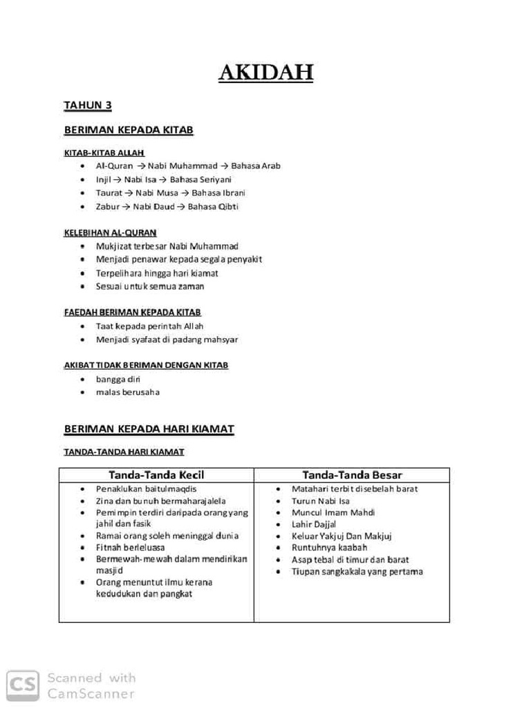 Akidah (Nota Ringkas) | PDF
